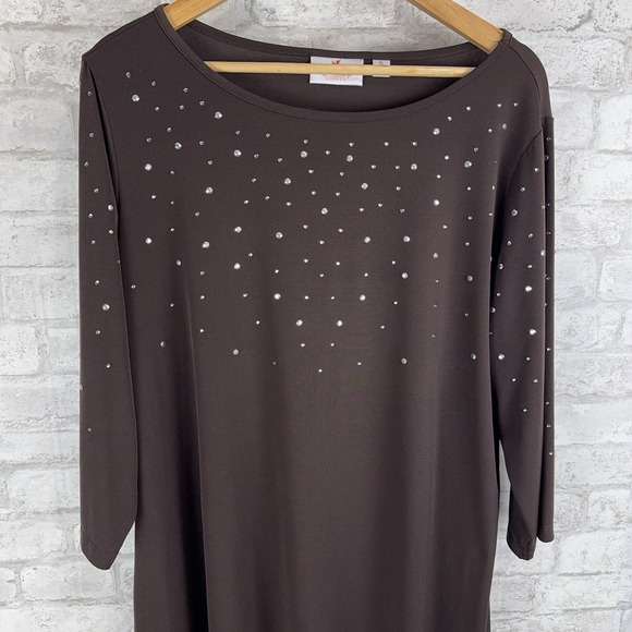 Quacker Factory | Tops | Quacker Factory Popover Top Xl Brown Silver ...